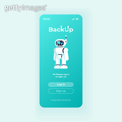 Backup application smartphone interface vector template. Mobile app page light design layout ...