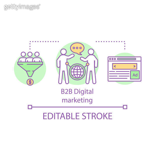 B2B Digital marketing concept icon. Business to business model idea ...
