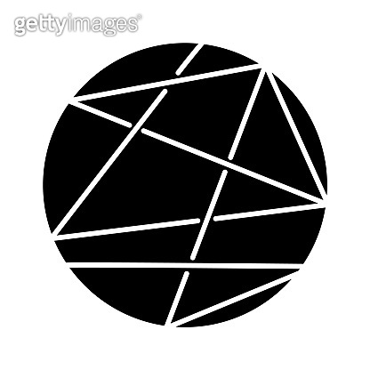 Round figure glyph icon. Circle crossed with lines. Lines enclosed in ...