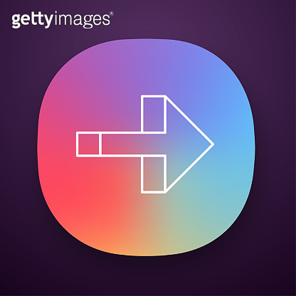 Right arrow app icon. Forward pointer, right turn. Path indicator. Arrow pointing rightward ...