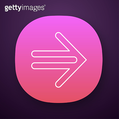 Double-lined arrow app icon. Indicating sign, pointer button. Forward indicator. Arrowhead ...