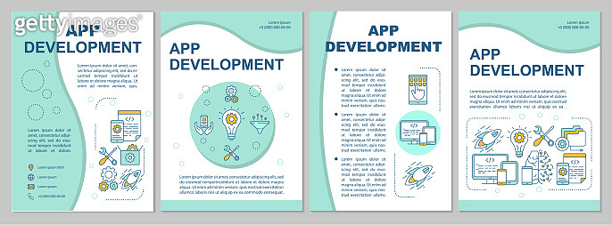 App development brochure template. Flyer, booklet, leaflet print, cover design, linear ...