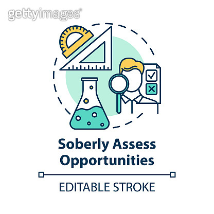Soberly assess opportunities concept icon. Specialty selection ...