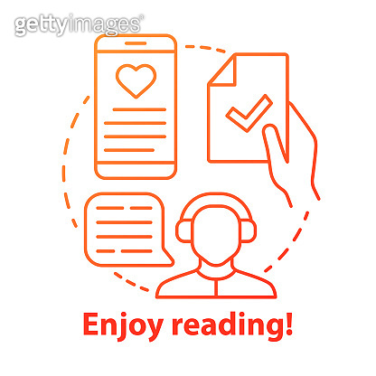 Enjoy reading red concept icon. Passionate readers idea thin line ...