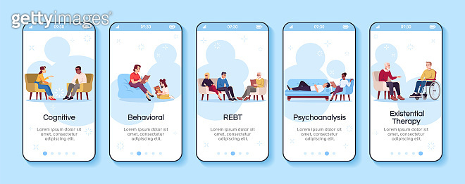 Psychology consultation onboarding mobile app screen vector template ...