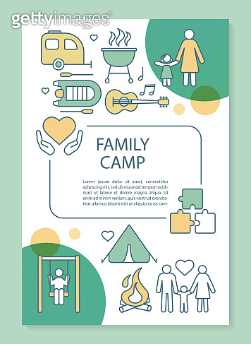 Family, parents and children camp brochure template layout. Flyer ...