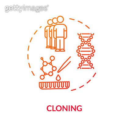 Cloning red concept icon. Human reproduction method. Biotechnology and ...