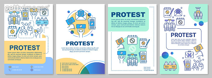 Social protest brochure template layout. Public demonstration flyer ...