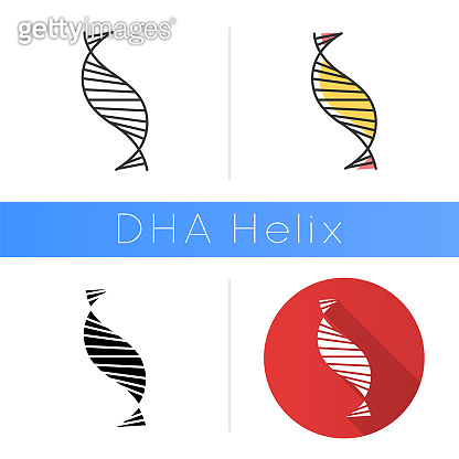 DNA spiral strand icon. Deoxyribonucleic, nucleic acid helix stripes ...
