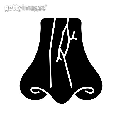Nasal fracture black glyph icon. Broken nose bone. Crack in nose ...