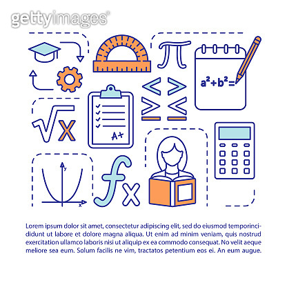 Advanced math courses article page vector template. Algebra subject ...