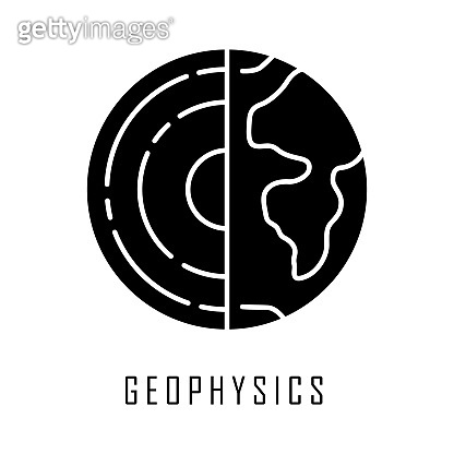 Geophysics glyph icon. Study of Earth crust and core. Physics branch ...