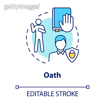 Oath concept icon. Making pledge on book. Courthouse legislation ...