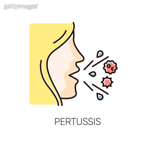 Pertussis RGB color icon. Respiratory bacterial infection, whooping ... Pertussis RGB color icon. Respiratory bacterial infection, whooping ...