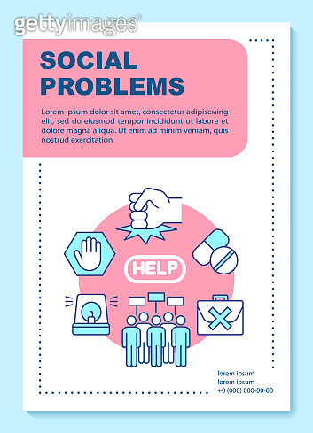 Social issues, problems poster template layout. Violence, harassment ...