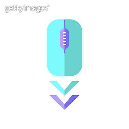 Scrolling mouse flat design cartoon RGB color icon. Internet page ...