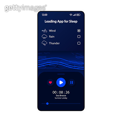 Leading app for sleep smartphone interface vector template. Mobile app ...