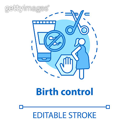 Birth control concept icon. Pregnancy prevention idea thin line ...