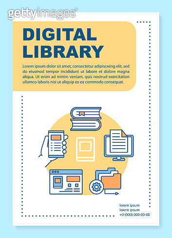 Digital library poster template layout. Banner, booklet, leaflet print ...