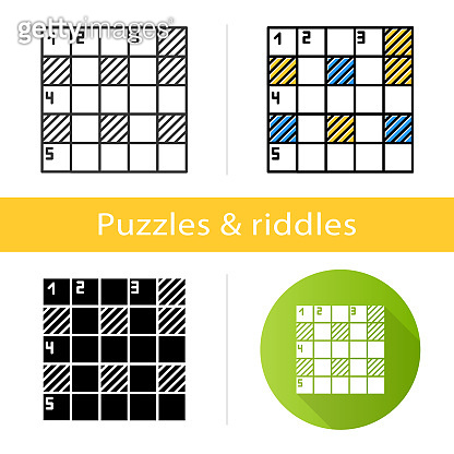Mathematical puzzle icon. Sudoku. Number placement. Logic game. Cryptic ...