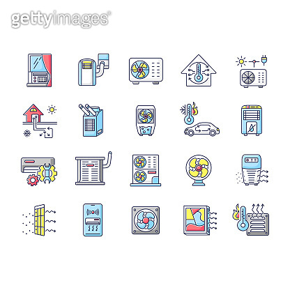 Air conditioning RGB color icons set 이미지 (1266270878) - 게티이미지뱅크