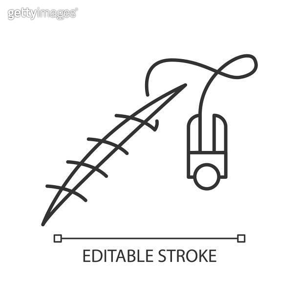 Stitching linear icon. Suture device. Medical procedure. Wound ...