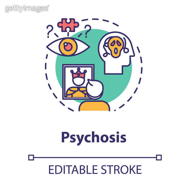 Psychosis concept icon. Psychic disorder. Psychopathy, insanity ...