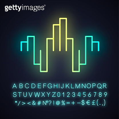 Geometric music wave neon light icon. Abstract soundwave. Music rhythm ...