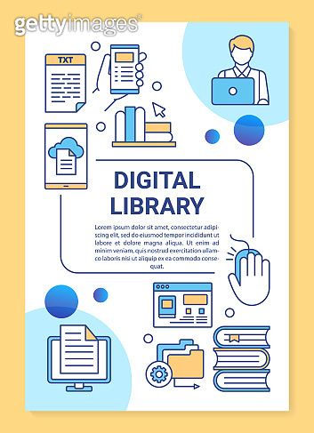 Digital library poster template layout. Banner, booklet, leaflet print ...