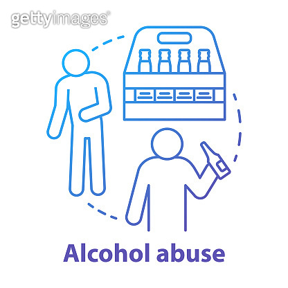 Alcohol abuse concept icon. Alcoholic dependence, addiction idea thin ...