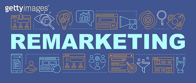 Remarketing blue word concepts banner. Remarketing strategy, digital ...