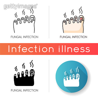 Fungal infection icon. Linear black and RGB color styles ...