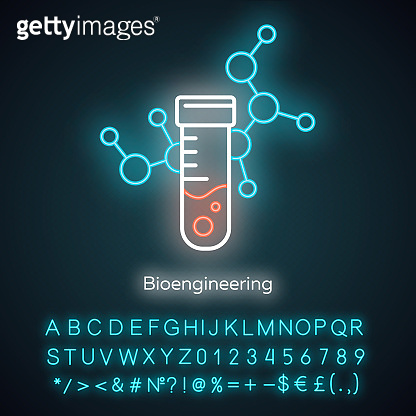 Bioengineering neon light icon. Biological engineering. Scientific ...