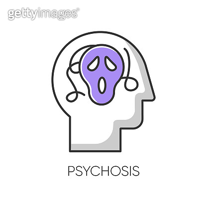 Psychosis color icon. Paranoid and scared person. Confused mind. Fear ...