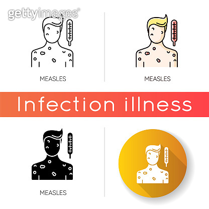 Measles icon. Linear black and RGB color styles. Pandemic viral ...