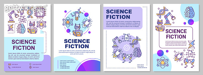 Science fiction book brochure template. Sci fi literature. Flyer ...