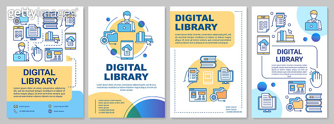 Digital library brochure template. Ebooks reading. Flyer, booklet ...