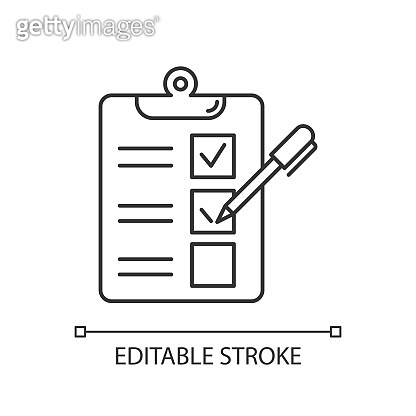 Survey questionnaire form linear icon. Checklist. Customer service ...