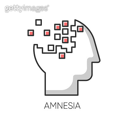 Amnesia color icon. Memory loss. Forgetting from brain injury. Trouble ...