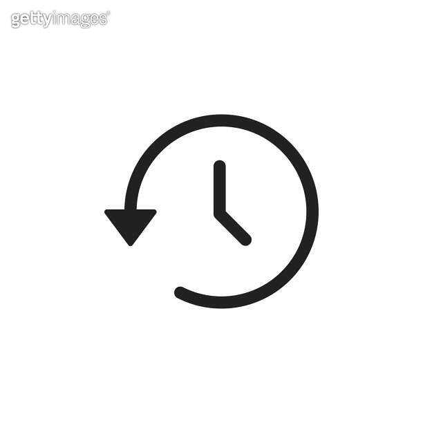History, web icon. Time line symbol. Return clock sign. Watch outline ...