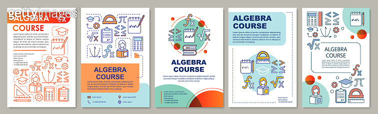 Algebra course, math lessons brochure template layout. Flyer, booklet ...