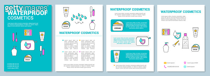 Waterproof cosmetics, makeup products brochure template layout. Flyer ...