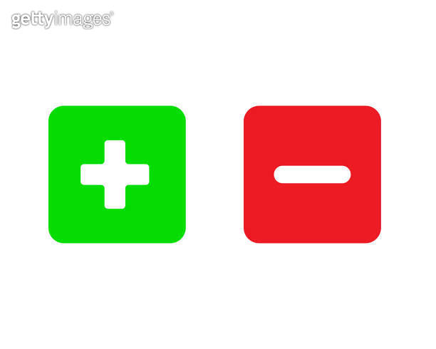 Plus and minus icon set. Vector illustration in flat simple design for ...