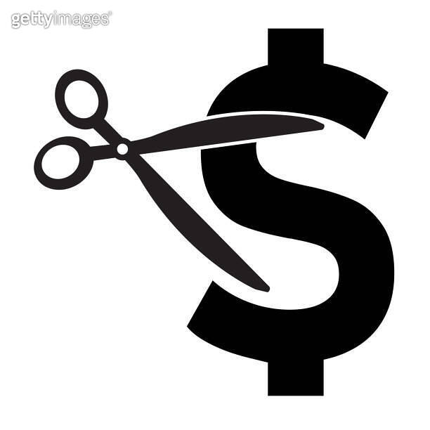 cost minimising icon on white background. flat style. price reduction ...