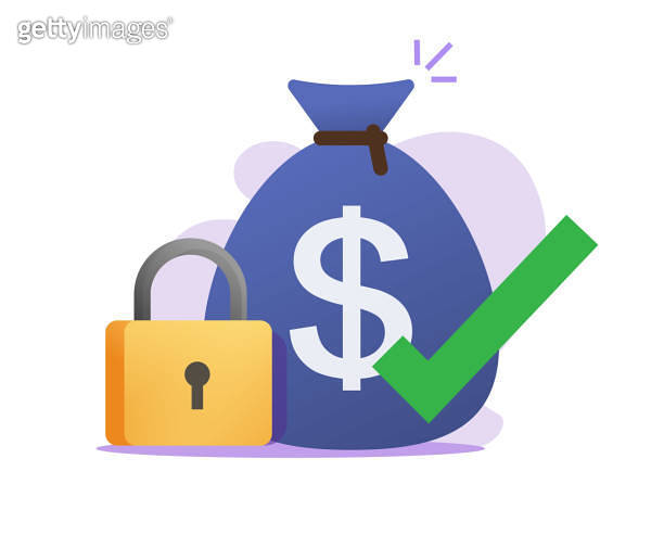 Money secure payment lock transfer received vector icon, cash ...