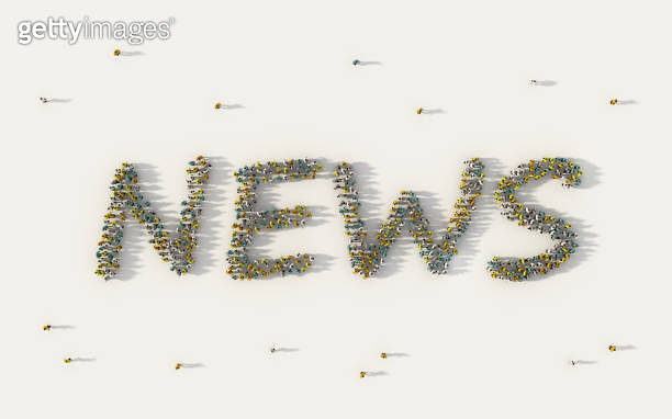 Large group of people forming News lettering text in social media and ...