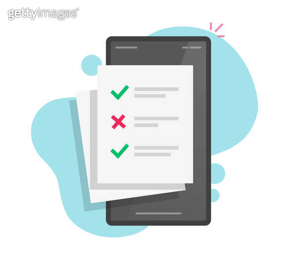 Survey online form or exam document and test quiz checklist results on ...
