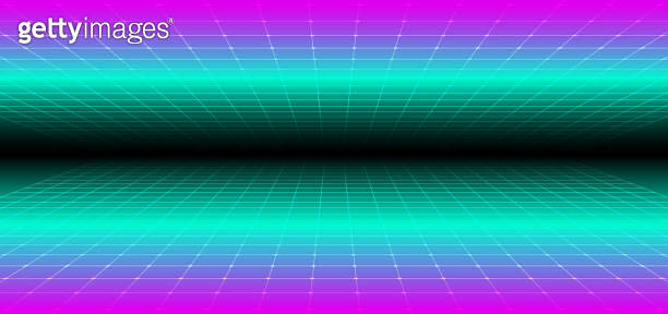 Abstract 90s retro style technology futuristic concept grid perspective ...