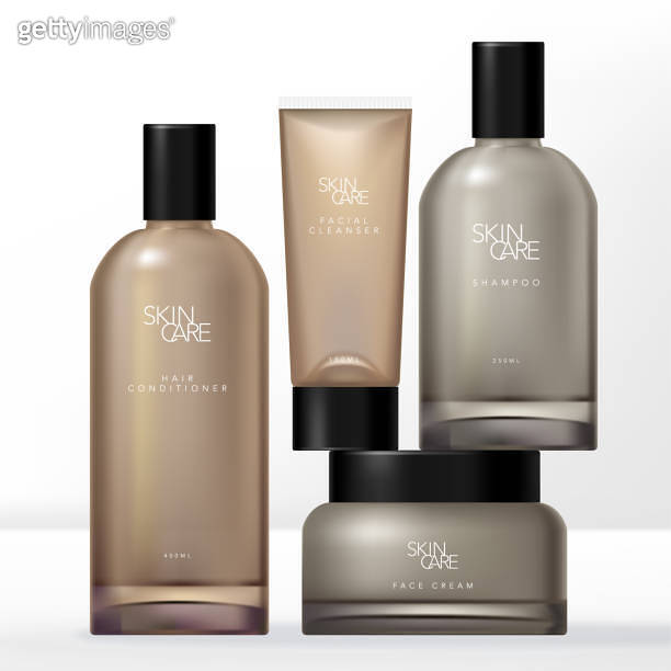 Vector Natural or Organic Minimal Skin Care Packaging Set with Tinted ...