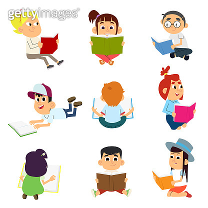 Bundle of reading children or studying kids 이미지 (1249352556) - 게티이미지뱅크